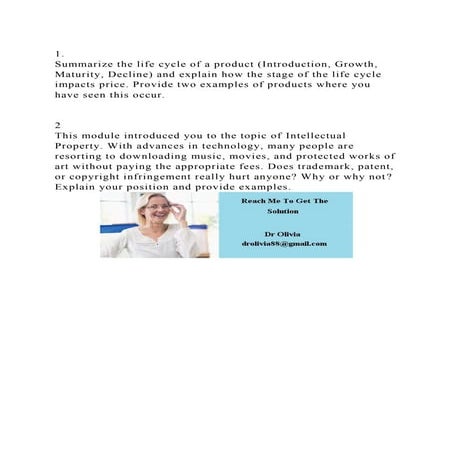 1.Summarize the life cycle of a product (Introduction, Growth, Mat.docx
