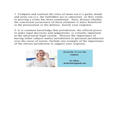 1. Compare and contrast the roles of mens rea (i.e guilty mind) and .docx