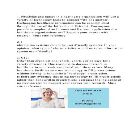 1. Physician and nurses in a healthcare organization will use a vari.docx