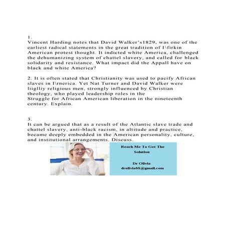 1. Vincent Harding notes that David Walker’s1829, was one of t.docx