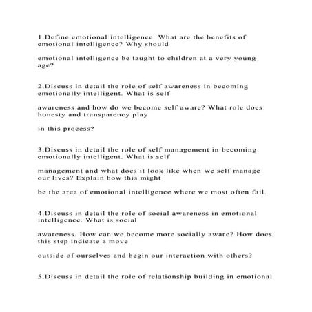 1.Define emotional intelligence. What are the benefits of emotional .docx