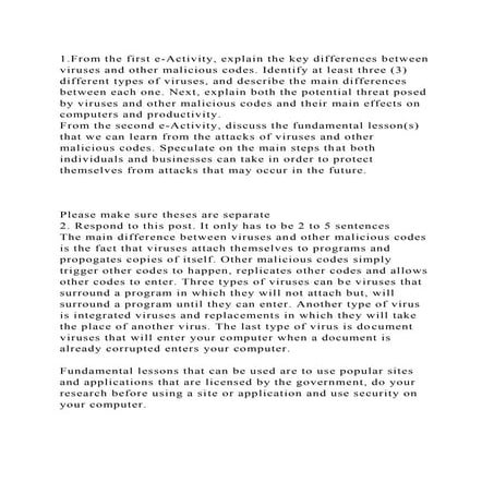 1.From the first e-Activity, explain the key differences between vir.docx