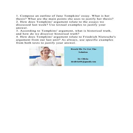 1. Compose an outline of Jane Tompkins essay. What is her thesis W.docx
