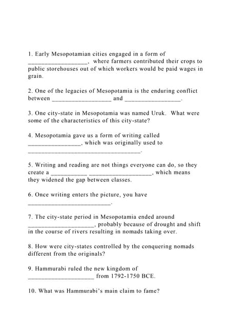 Mesopotamia test | DOCX