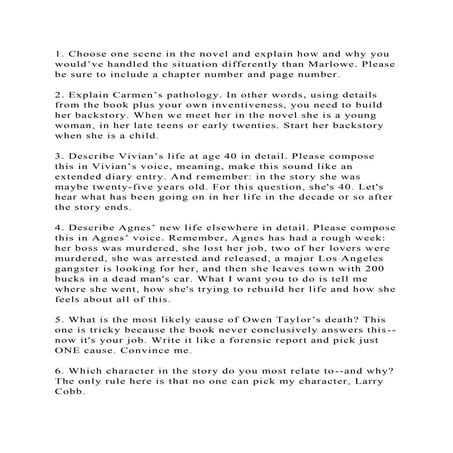 1. Choose one scene in the novel and explain how and why you would’v.docx | Death, Injury, or ...