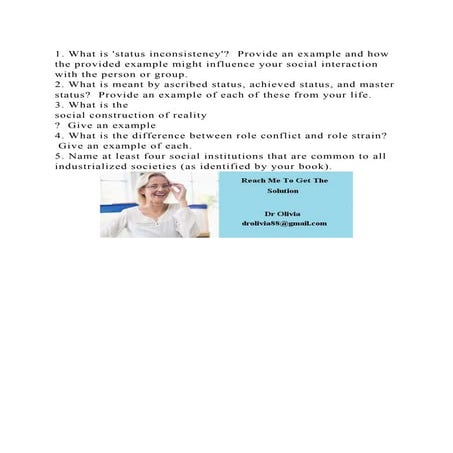 1. What is status inconsistency Provide an example and how the p.docx