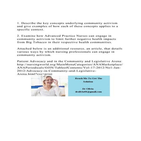 1. Describe the key concepts underlying community activism and g.docx