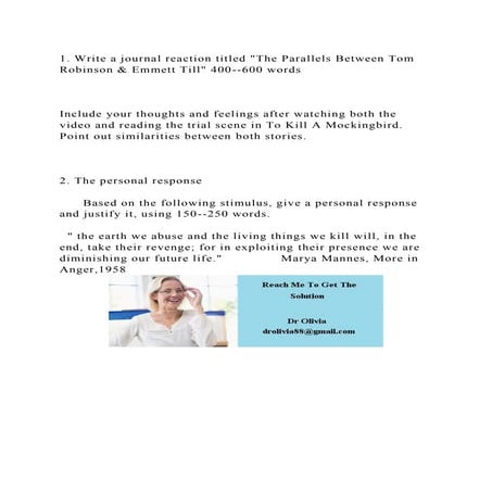 1. Write a journal reaction titled The Parallels Between Tom Robins.docx