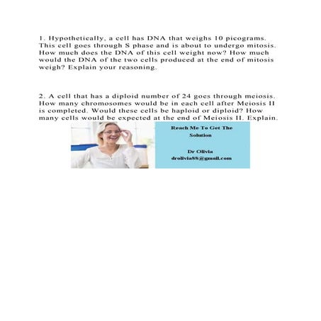 1. Hypothetically, a cell has DNA that weighs 10 picograms. This cel.docx