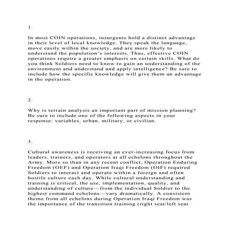 1.In most COIN operations, insurgents hold a distinct advantage .docx