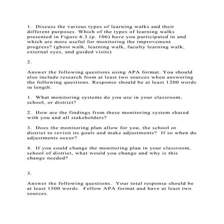 1. Discuss the various types of learning walks and their different .docx