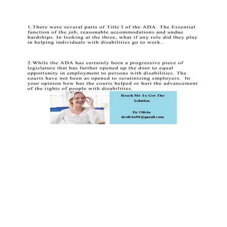 1.There were several parts of Title I of the ADA. The Essential func.docx