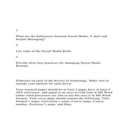 1.What are the differences between Social Media, E-mai.docx | Technology & Computing