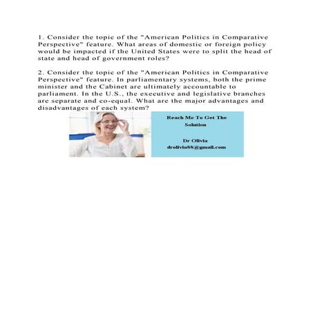 1. Consider the topic of the American Politics in Comparative Persp.docx