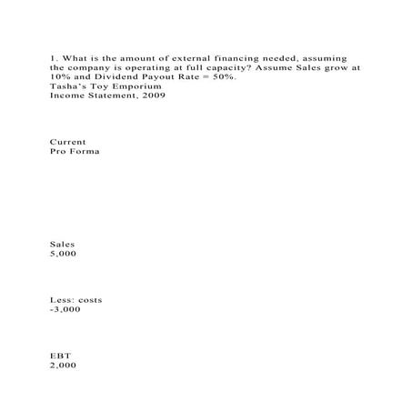 1. What is the amount of external financing needed, assuming the c.docx
