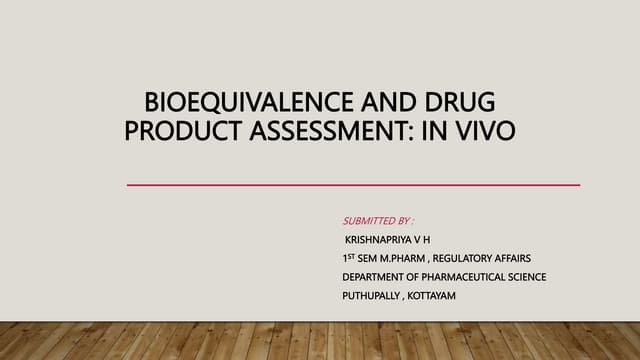 Bioavailability and Bioequivalence Studies | PPTX | Pharmaceutical ...
