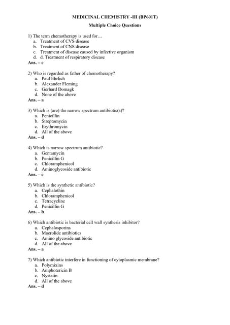 Nepal Pharmacy Council License exam Model Questions | DOCX | Chemistry ...