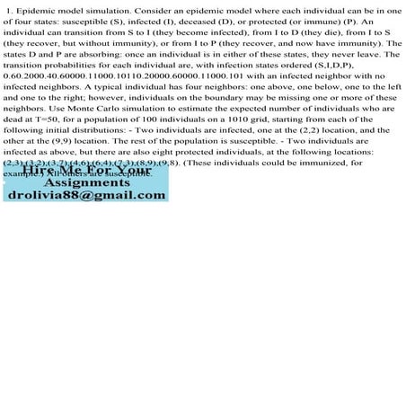 1. Epidemic model simulation. Consider an epidemic model where each i.pdf