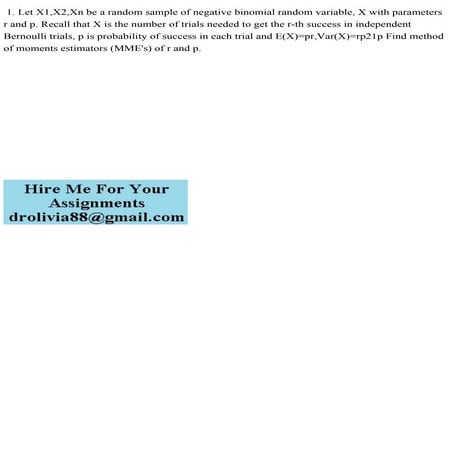 1 Let X1x2xn Be A Random Sample Of Negative Binomial Random Variab 5476