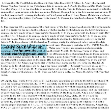 1. Open the file TextClub in the Student Data Files-Excel 2019 folder.pdf