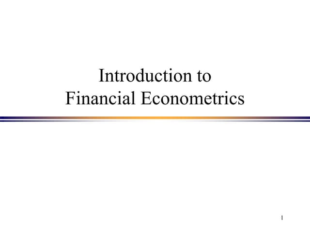 Basic Concepts Of Econometrics Pptx