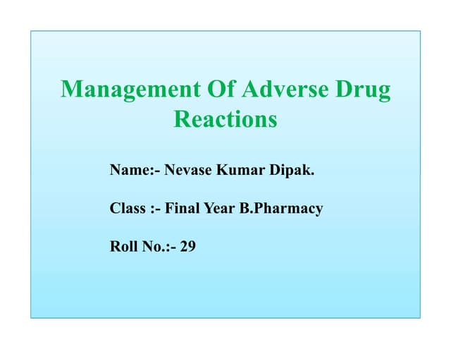 Adverse drug reaction and its types | PPTX