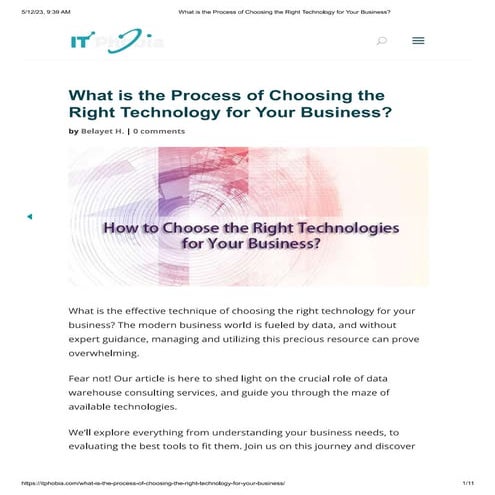 What is the Process of Choosing the Right Technology for Your Business? | PDF