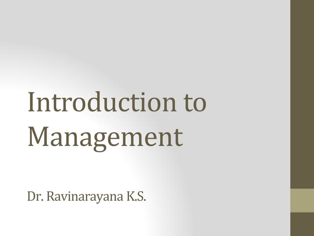 Management - Meaning and Definition – Nature and Scope - Importance –Functions of Management ...
