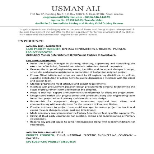 1. Usman Ali CV Project Engineer Electrical.pdf