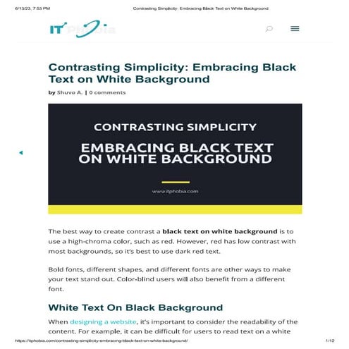 Contrasting Simplicity: Embracing Black Text on White Background | PDF