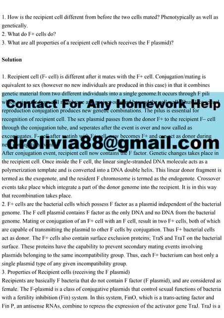 Conjugation: Discovery, F+, F- and Hfr conjugation, F- genetic crosses ...