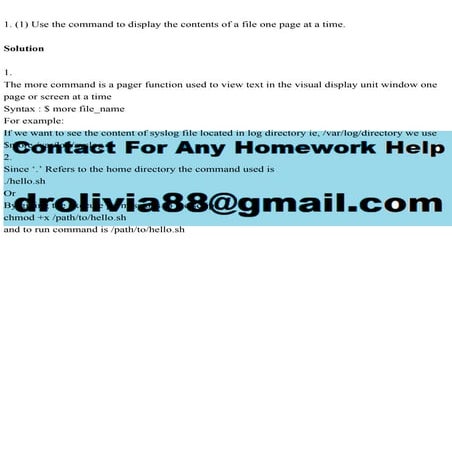 1. (1) Use the command to display the contents of a file one page at.pdf