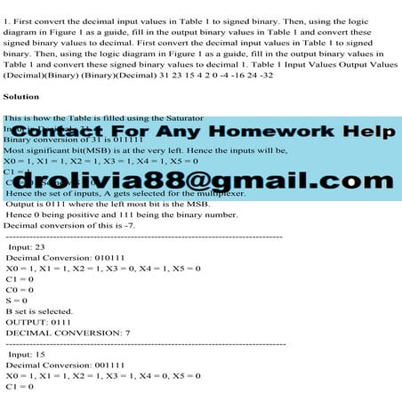 1 First Convert The Decimal Input Values In Table 1 To Signed Binarpdf