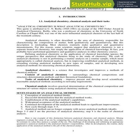 1.Lecture.Introduction In Analytical Chemistry | PDF | Chemistry | Science