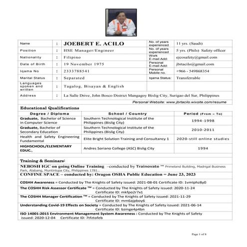 1. CV Format [HSE] - JOEBERT ACILO - (1).pdf