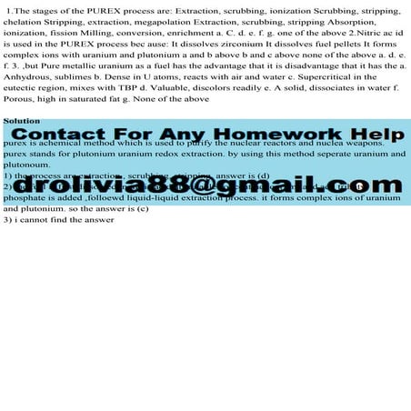 1.The stages of the PUREX process are Extraction, scrubbing, ionizat.pdf