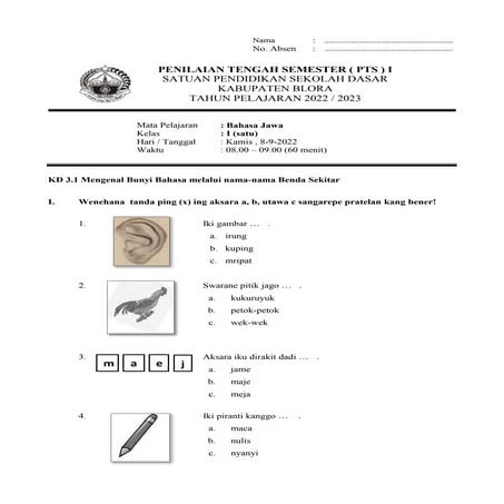 1. Naskah Soal Bahasa Jawa Kelas 1.docx