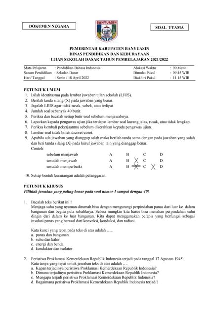 Soal pas 2021-2022 bahasa Indonesia kls vii tunagrahita ringan | PDF