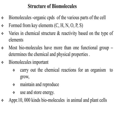 1. Introduction to structure of biomolecules lecture Lecture 2-1.pptx