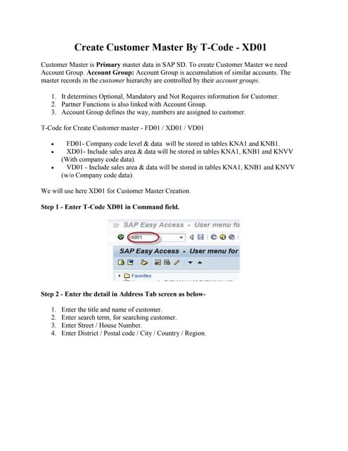 Customer master Data | DOCX