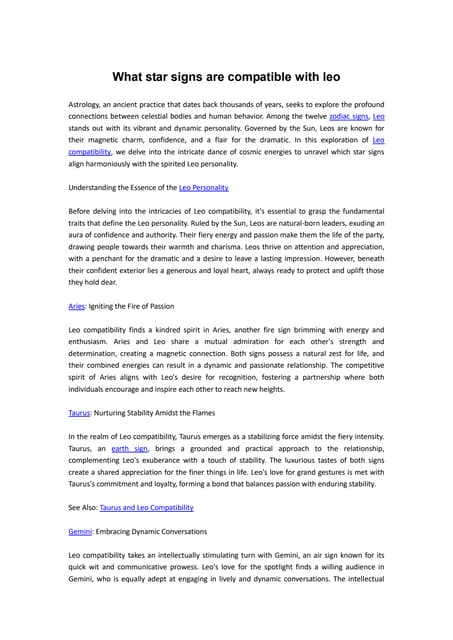 What zodiac sign compatible with leo | PDF