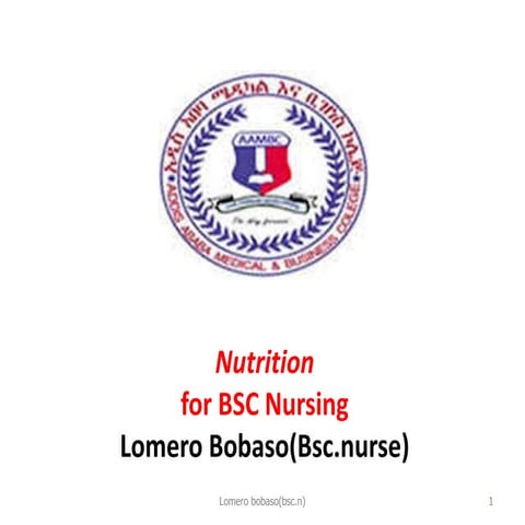 1. Introduction to nutrition power point for Bsc Nursing students | PPT