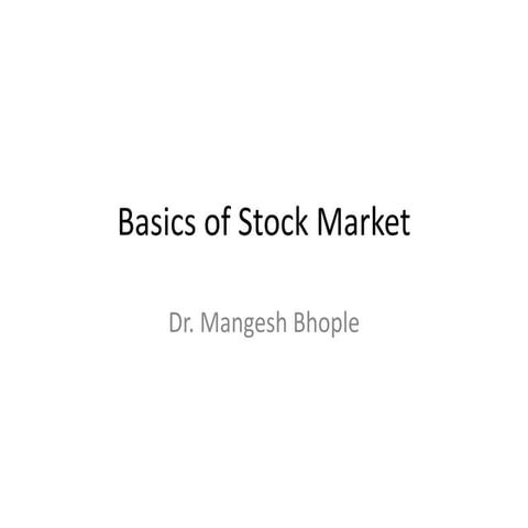 Basics of Stock Market for beginners pptx | PPTX