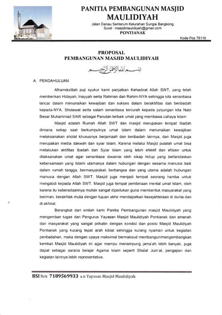 Contoh proposal pembangunan masjid | DOCX