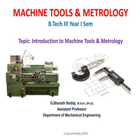 Introduction to Machine Tools and Metrology | PPT