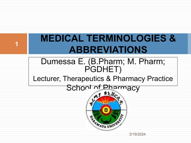 introduction to medical terminology pptx | PPTX