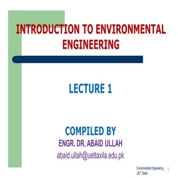 Introduction To environmental Engineerin g | PDF