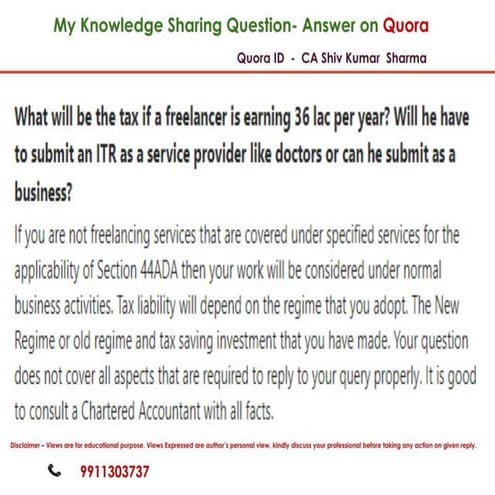 Knowledge Sharing Question Answer on Income Tax | PDF