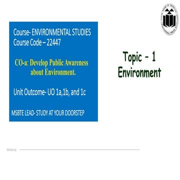 1.ENVIRONMENT first chapter ppt of msbte | PPTX