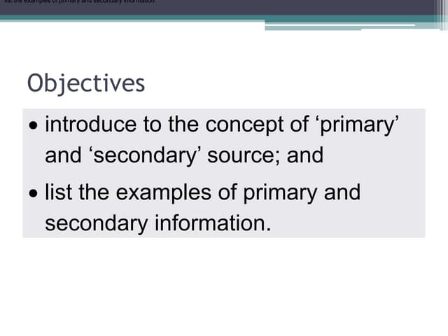 Primary and Secondary Sources | ODP